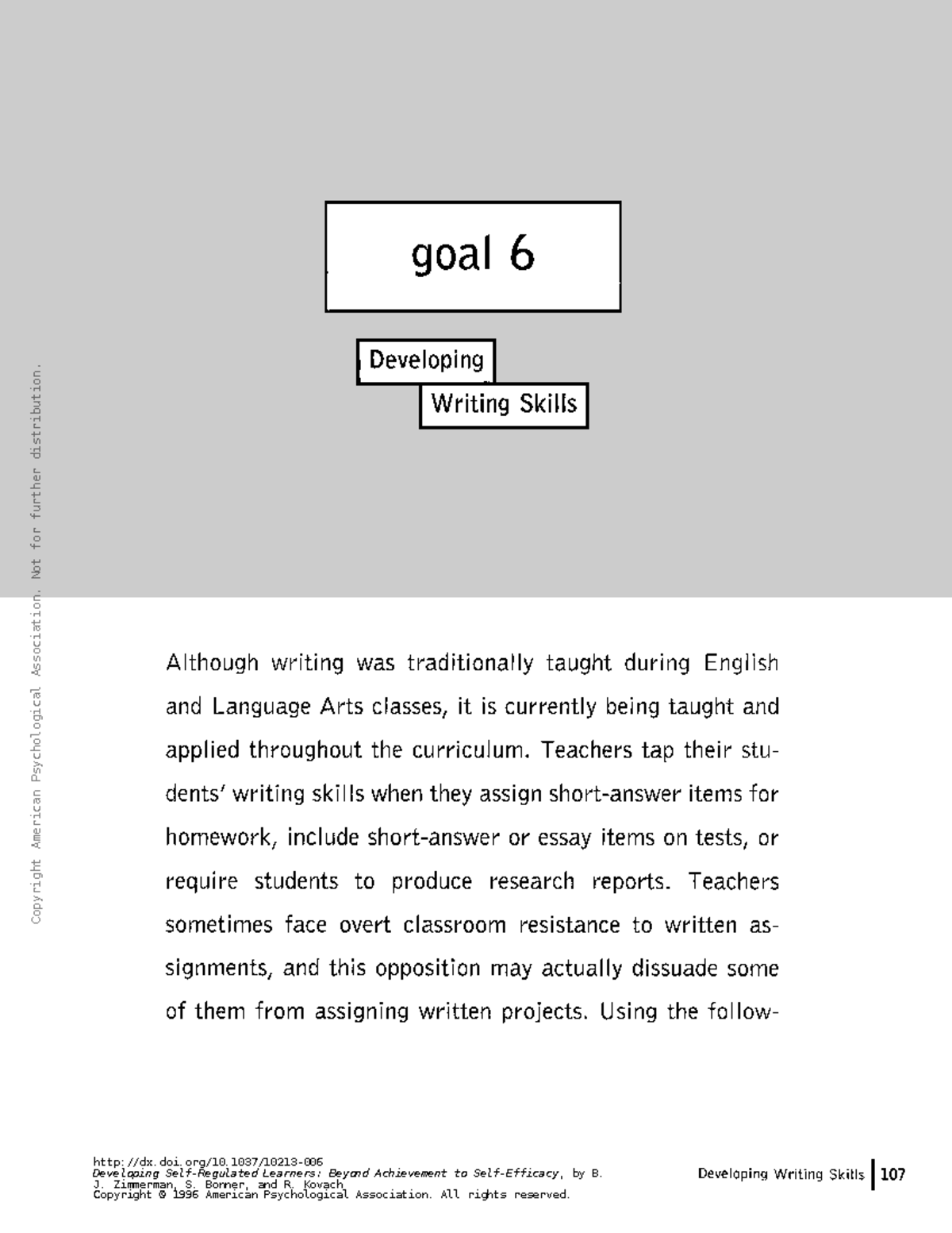 Developing writing skills - goal 6 I Developing I I Writing si