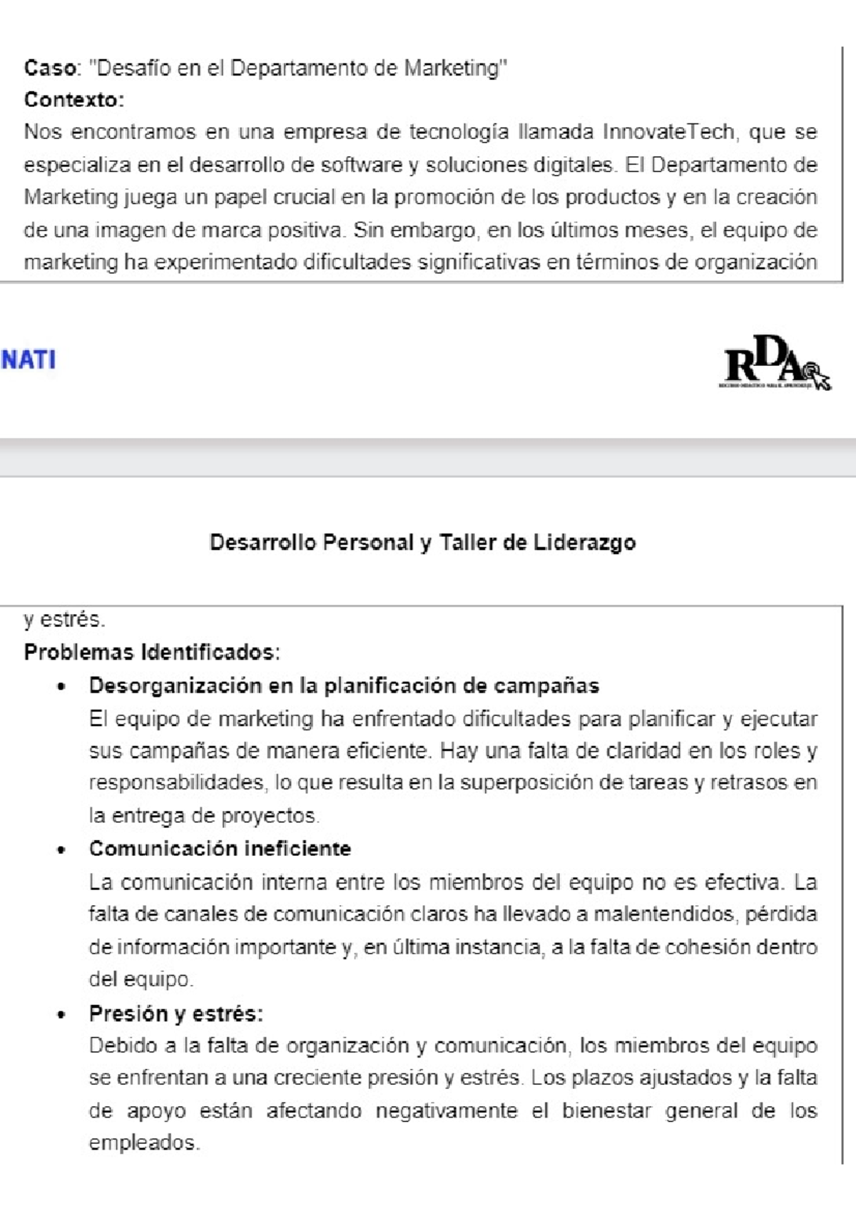 Entregable 1 desarrolllo - Desarrollo personal y taller de liderazgo - Studocu