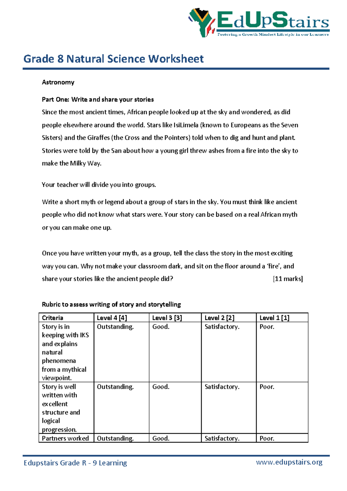 Astronomy - Lesson plan - Astronomy Part One: Write and share your ...