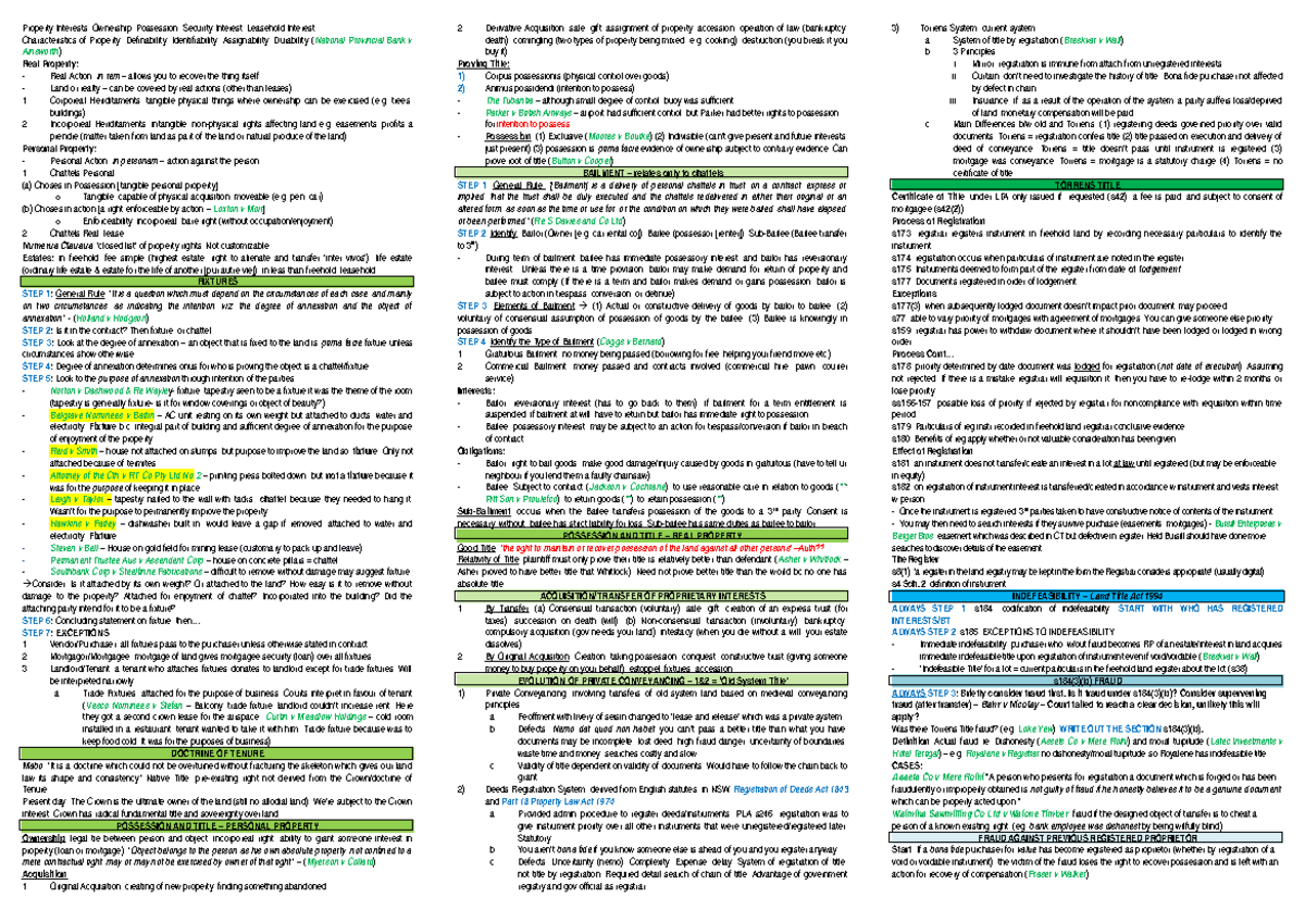 Property temp - prop a temp - Property Interests: Ownership; Possession ...