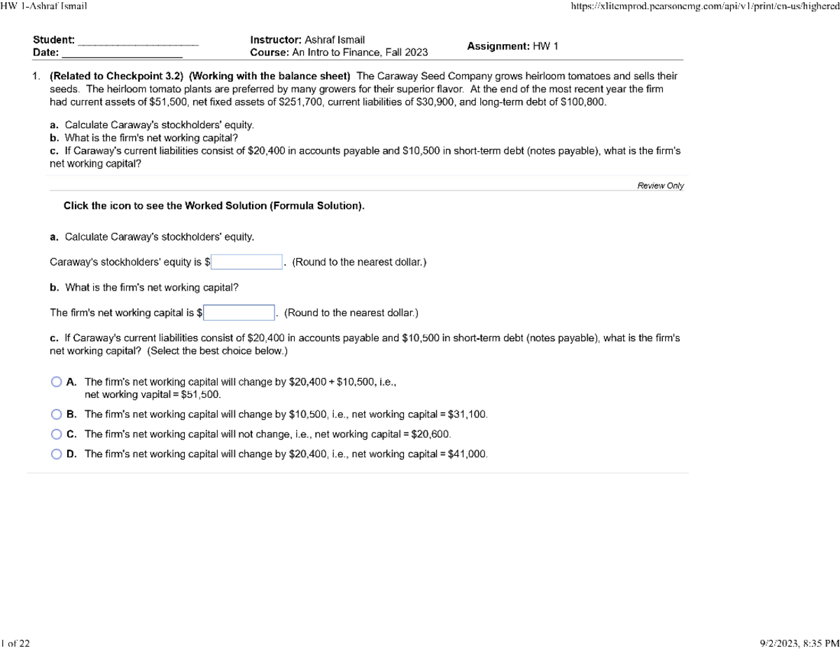 HW 1 - dfsd - 1. Student: _____________________ Date ...