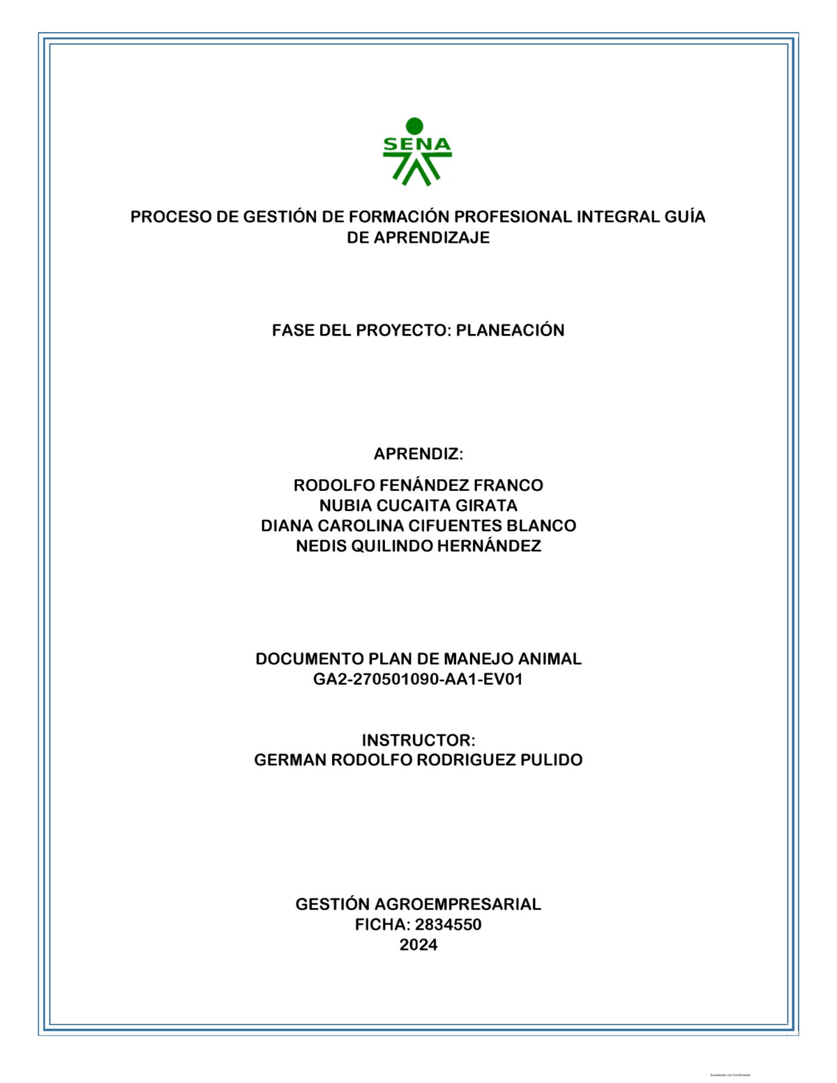 PLAN DE Manejo Animal GA2-270501090-AA1-EV01 - Gestión agroempresarial ...