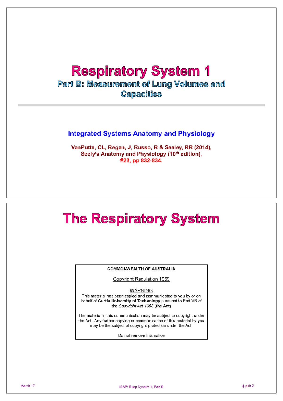 Resp117pt Bstu - respiratory system notes 2 ...