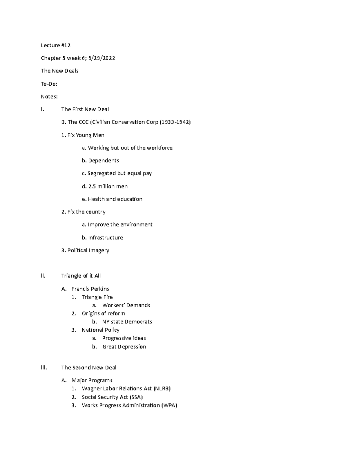 Lecture #12 - Notes from 12th class - Lecture # Chapter 5 week 6; 9/29 ...