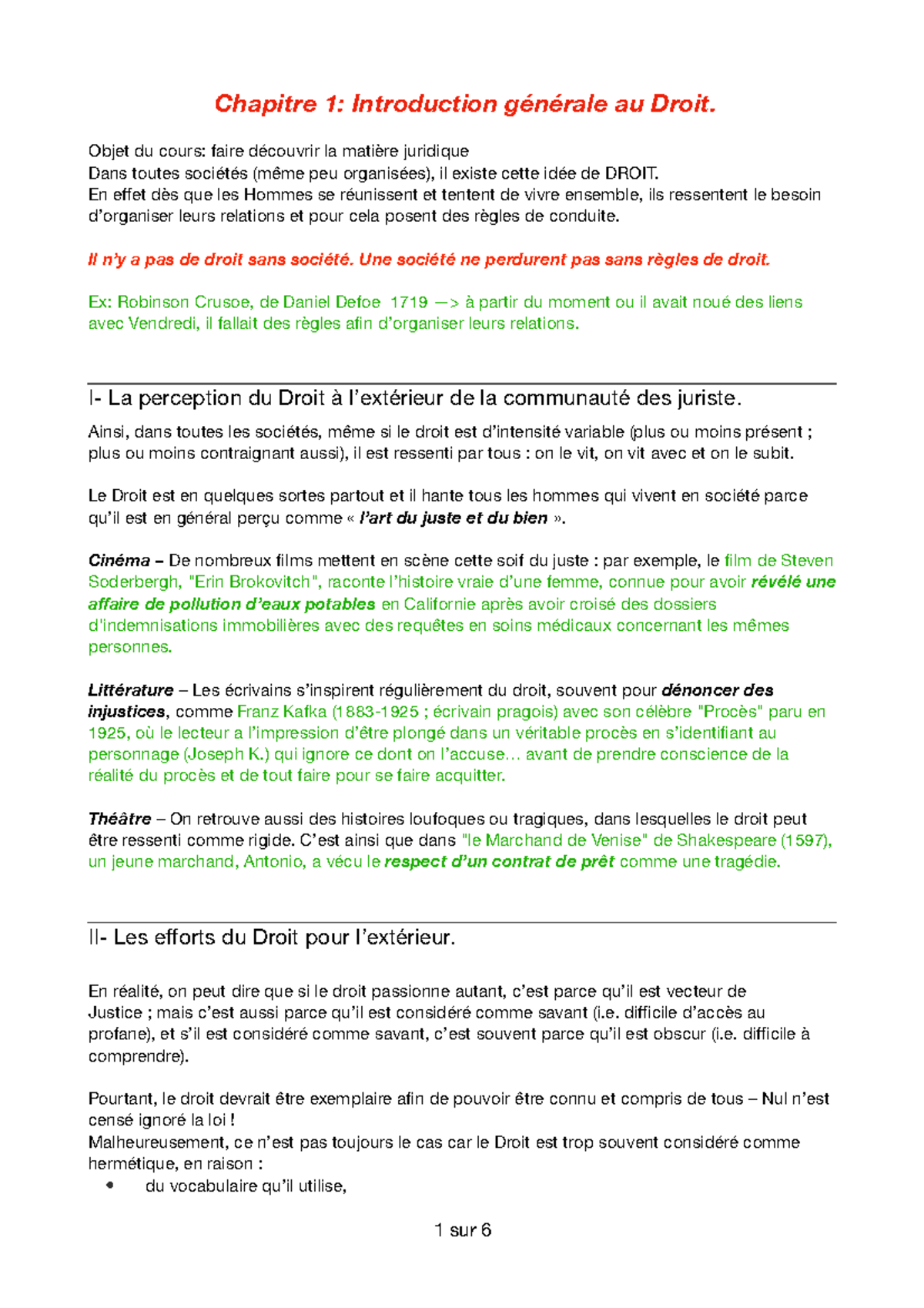 Introduction générale au Droit - Objet du cours: faire découvrir la matière juridique Dans ...