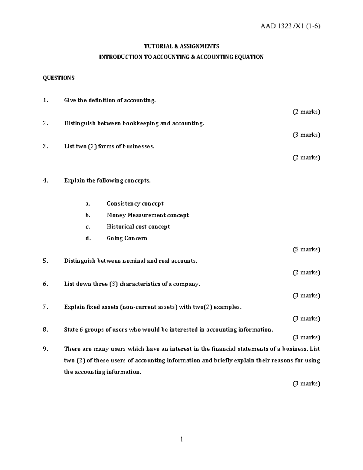 Tutorial Introduction TO Accounting - TUTORIAL & ASSIGNMENTS ...