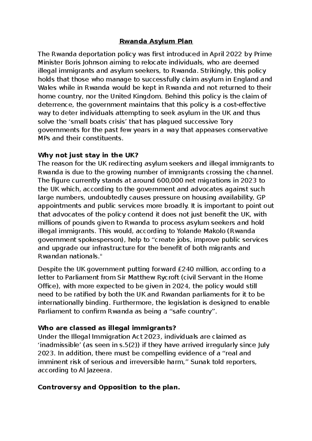 Rwanda Asylum Plan - Rwanda Asylum Plan The Rwanda deportation policy ...