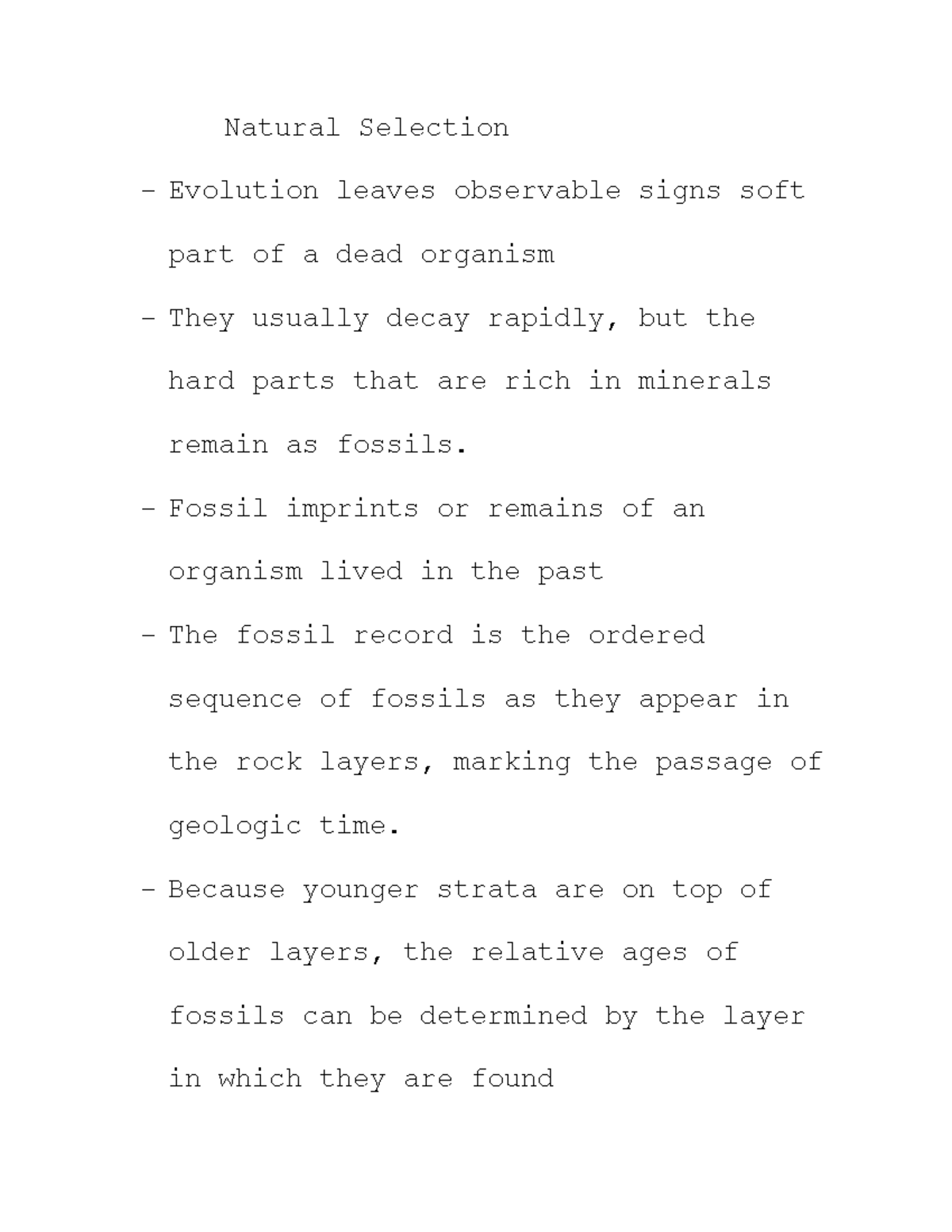 Natural selection - notes - Natural Selection Evolution leaves ...