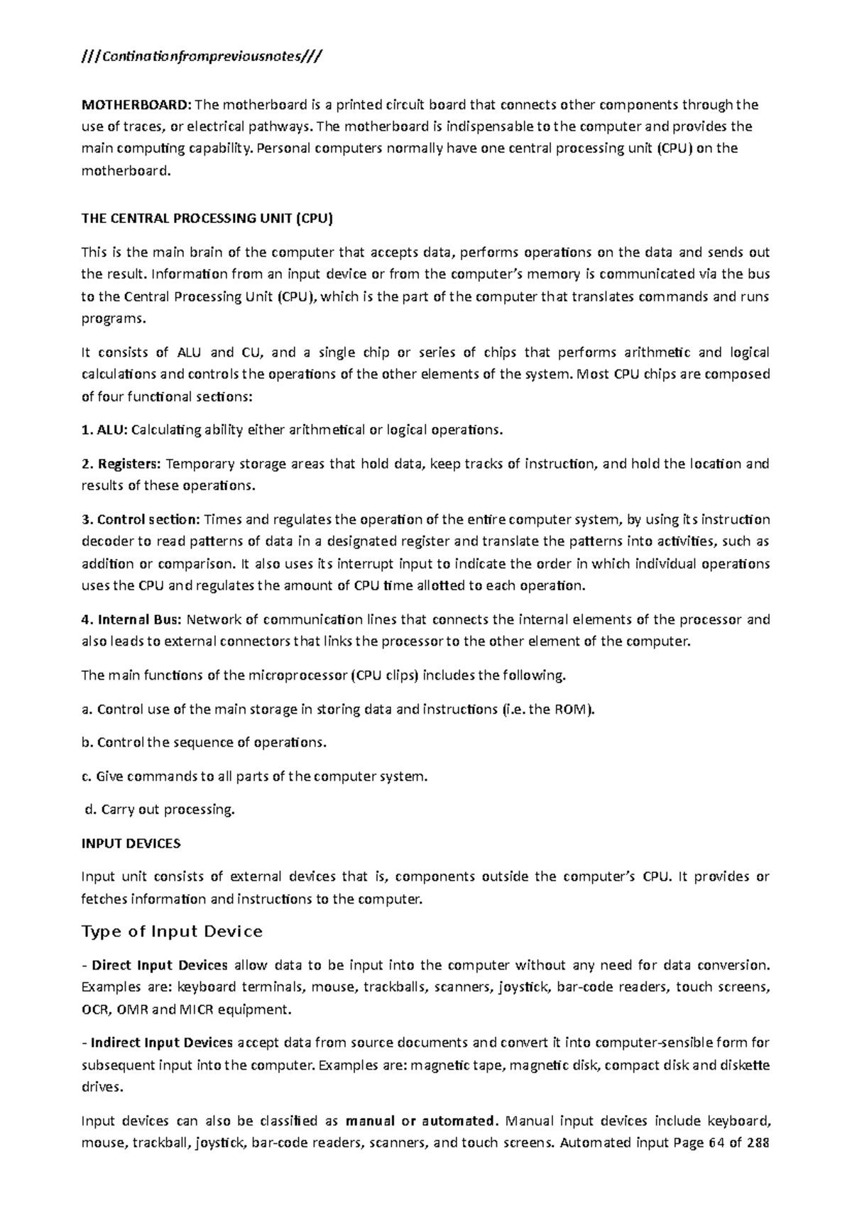 Computer Hardware Elements - Information Technology - Studocu