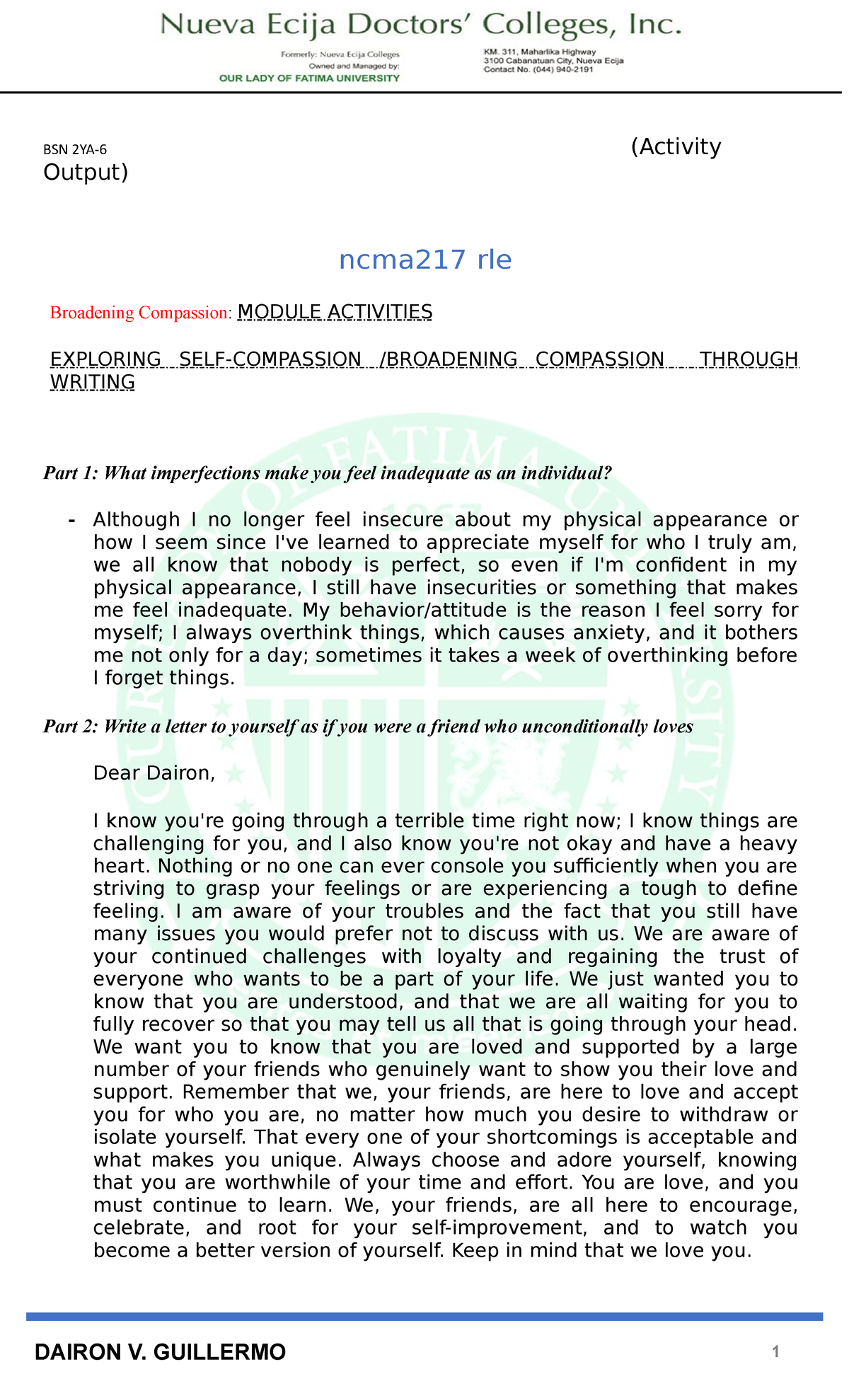 Guillermo, Dairon V. (VRTS111 Broadening Compassion) - BSN 2YA-6 ...