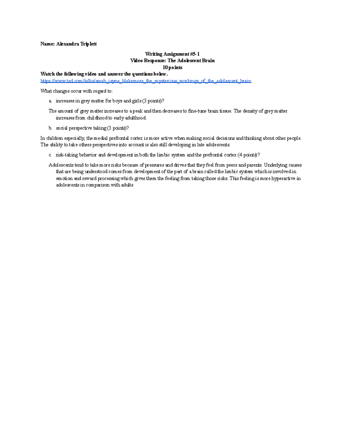 Psych assignment 5-1 - Name: Alexandra Triplett Writing Assignment #5 ...