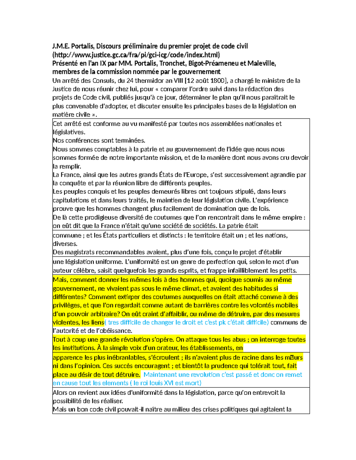 Portalis texte - J.M. Portalis, Discours préliminaire du premier projet ...