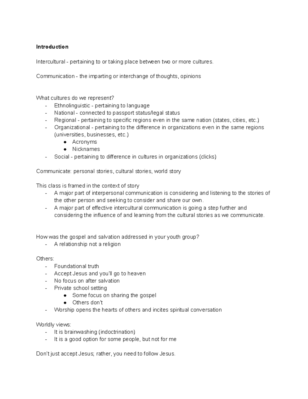 GLST 220 Dr. Harper - Introduction Intercultural - pertaining to or ...