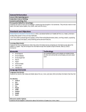 Lessonplantask 1 - lesson plan for task 1 in C732 - General Information ...