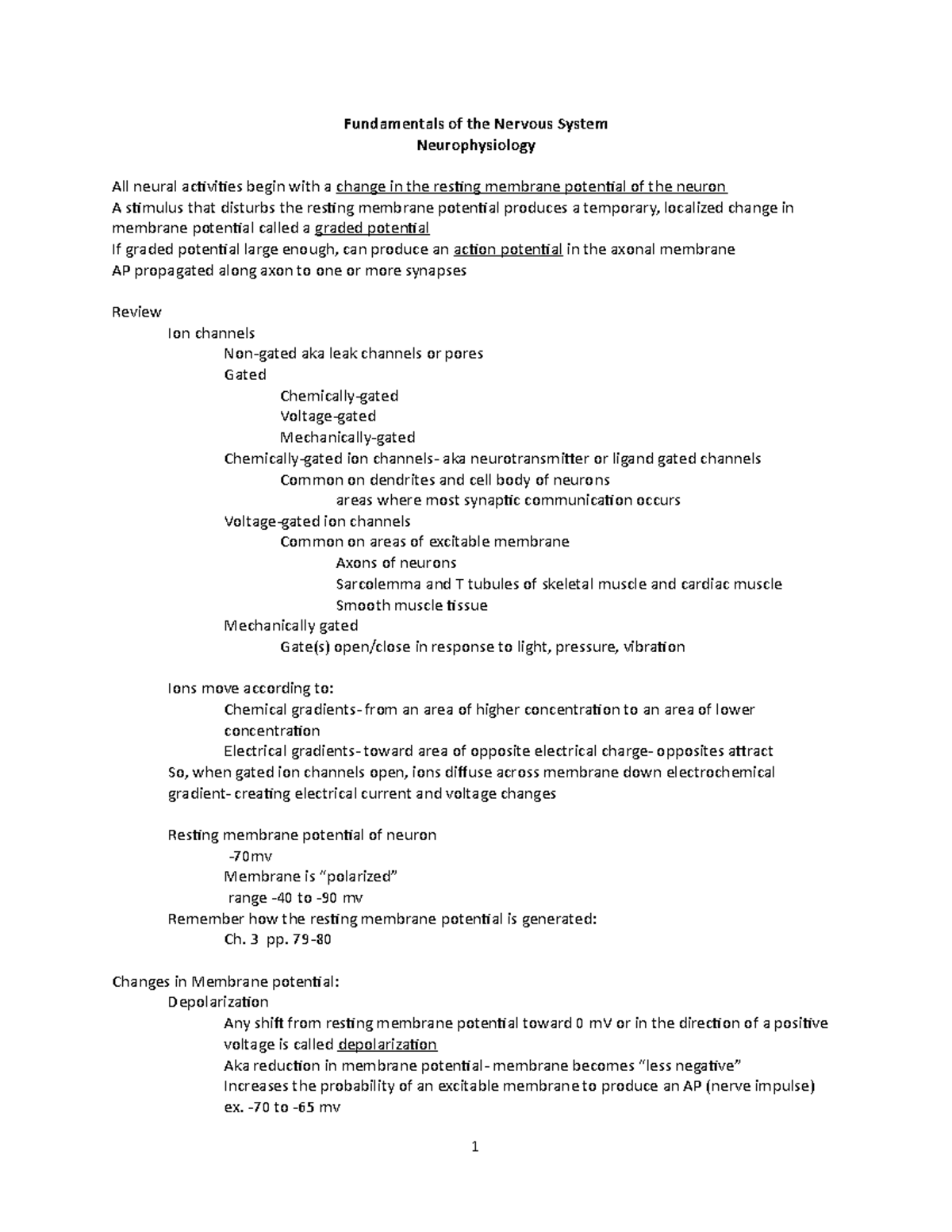Nervous System- part 2 Neurophysiologly - Fundamentals of the Nervous ...