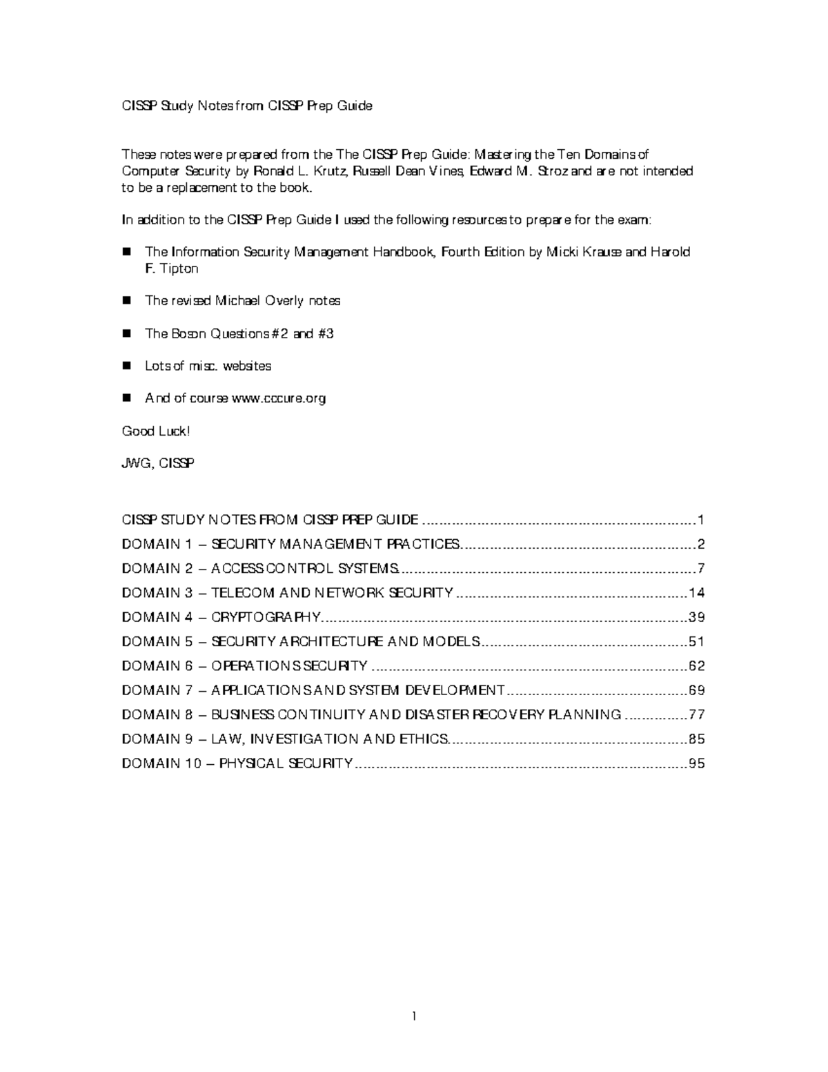 Cissp Study Notes - Good for practice - CISSP Study N otes from CISSP ...