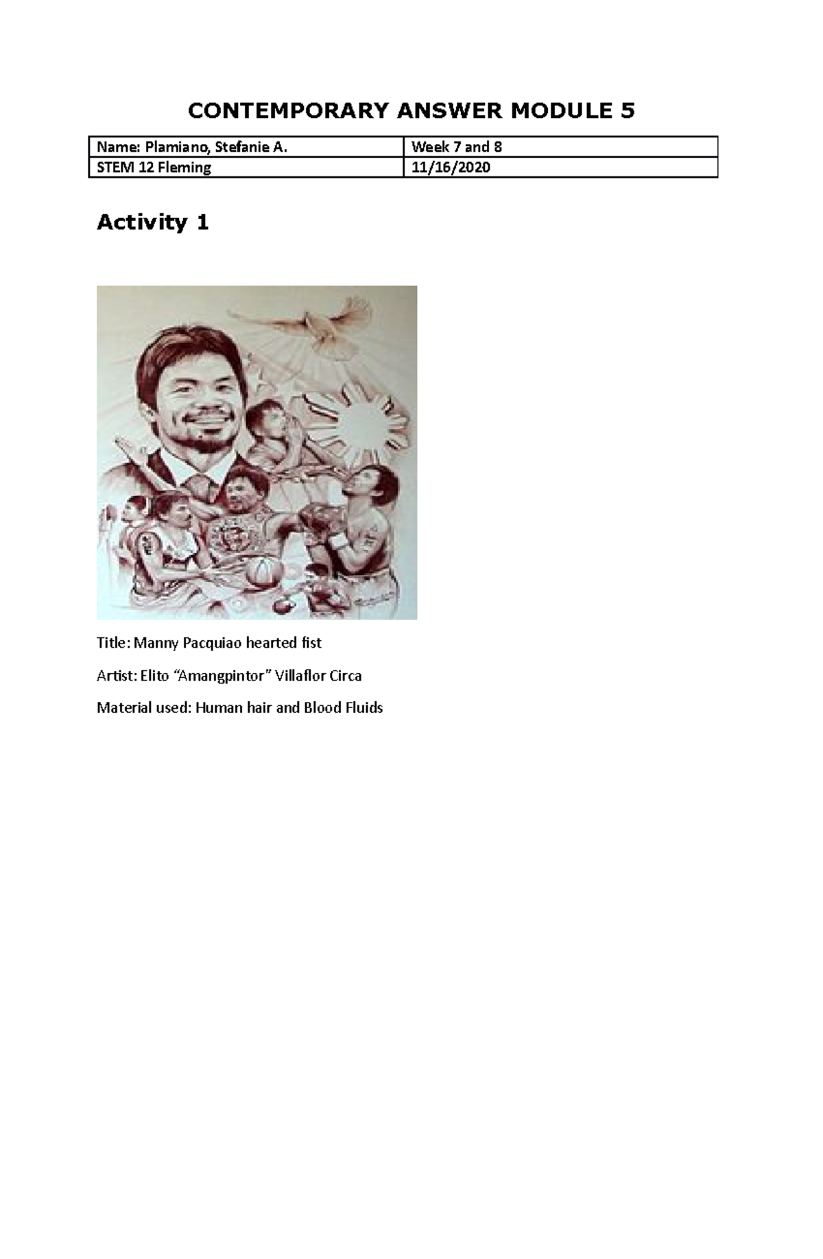 Contemporary Answer Module 5 - CONTEMPORARY ANSWER MODULE 5 Name ...