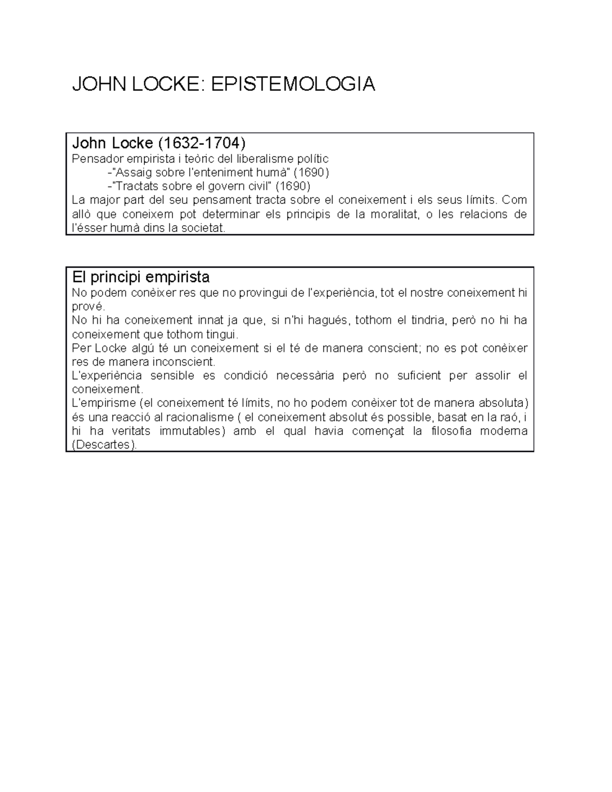 John Locke, John Stuart Mill y René Descartes - JOHN LOCKE ...