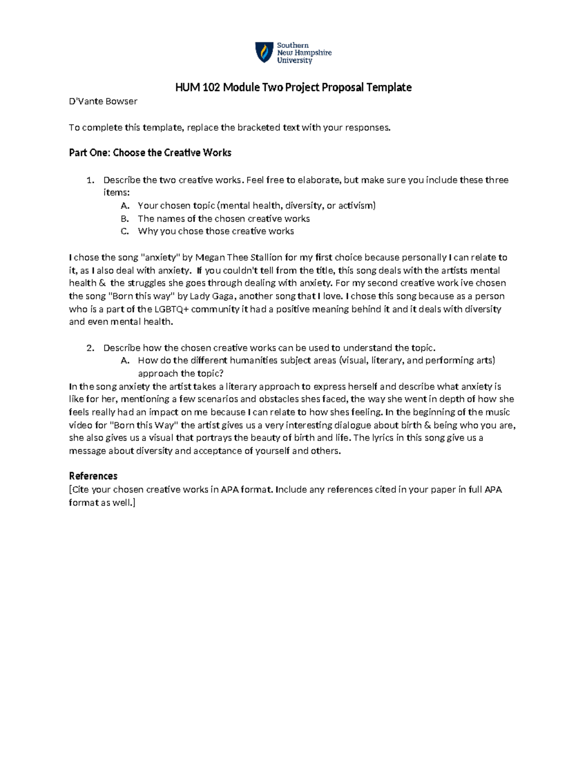 HUM 102 Module Two Project Proposal Template - HUM 102 Module Two ...