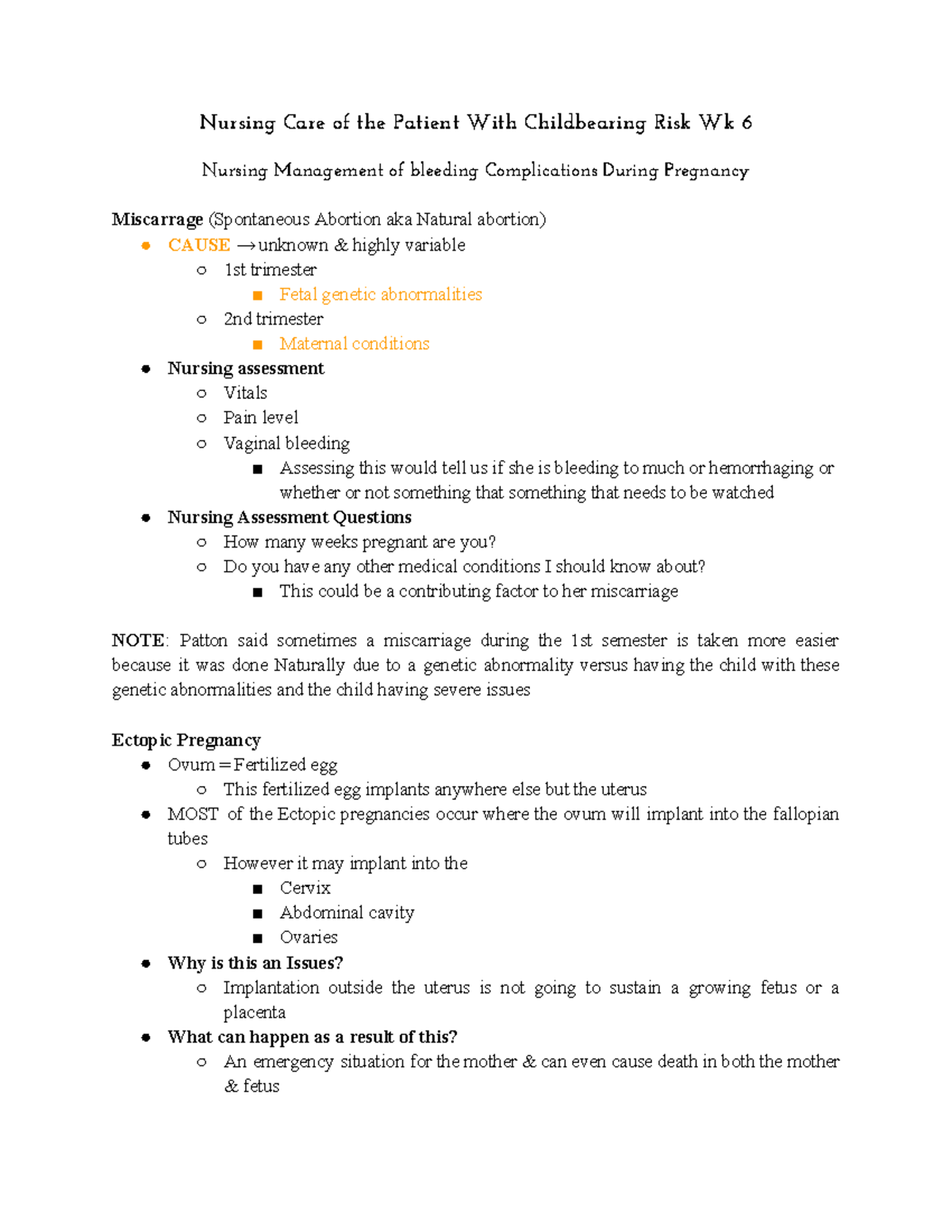 These are my personal notes for exam 3 of NSG 222 - Nursing Care of the ...