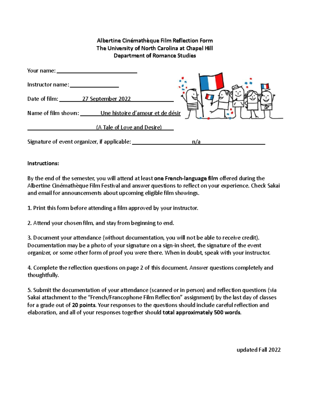 French Francophone Film Reflection Form.docx - Albertine Cinémathèque ...