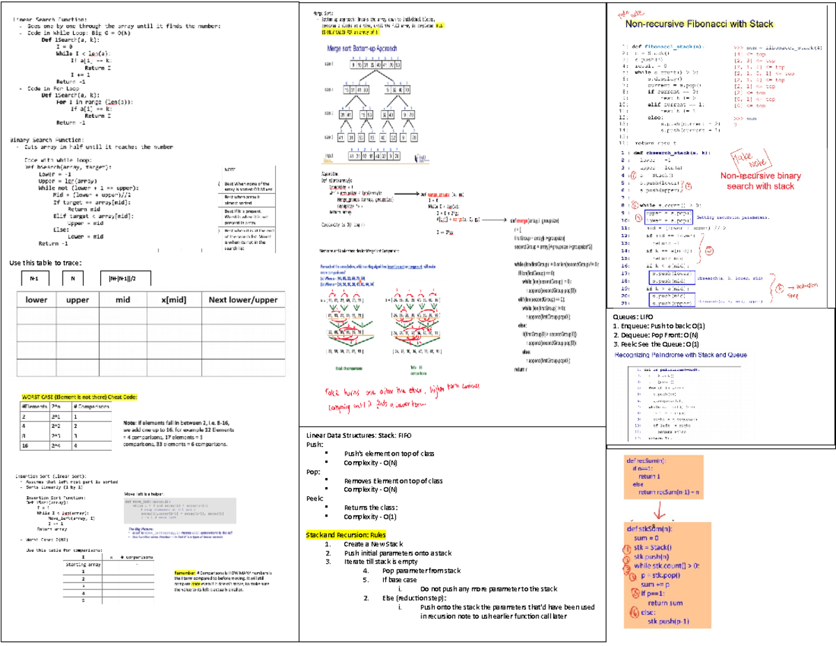 CT MID TERM Cheet Sheet - Use this table to trace: (N+(N-1))/ Queues ...