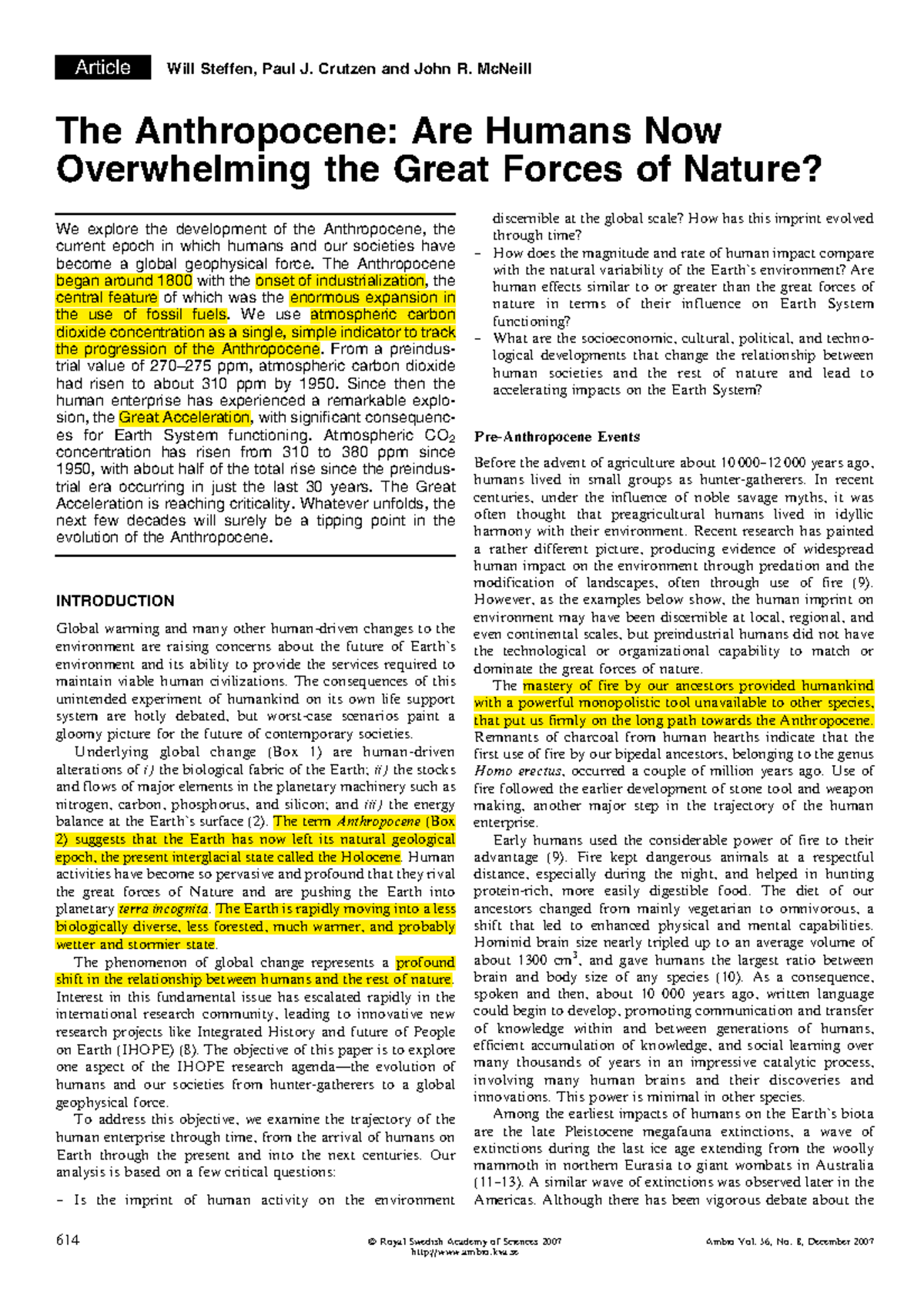 01 Steffen The Anthropocene Are Humans 2007 DSE global environmental ...