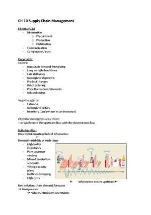 MT435 Chapter 10 Summary - CHAPTER 10 SUMMARY Supply Chains Globalization and the evolution of ...