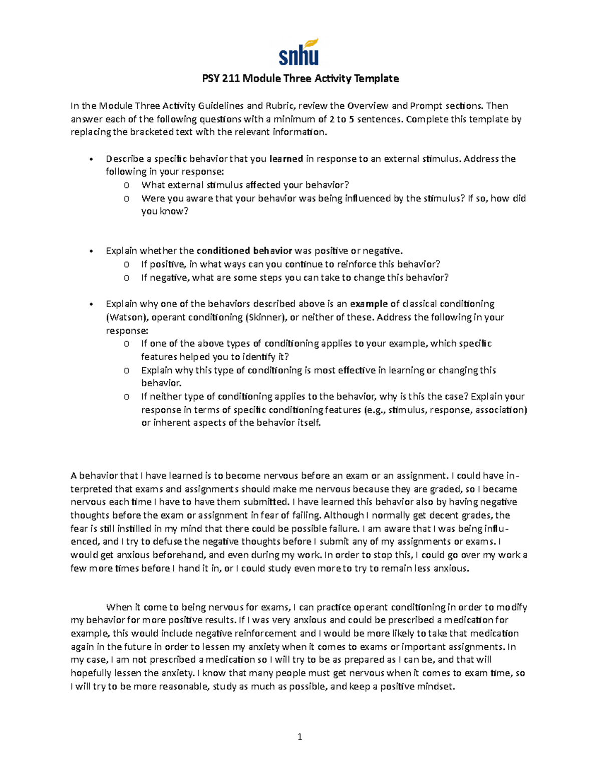 PPSY 211 Module Three Activity Template - PSY 211 Module Three Activity ...