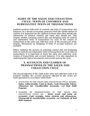 Audit of Sales and Collection cycle - AUDIT OF THE SALES AND COLLECTION ...