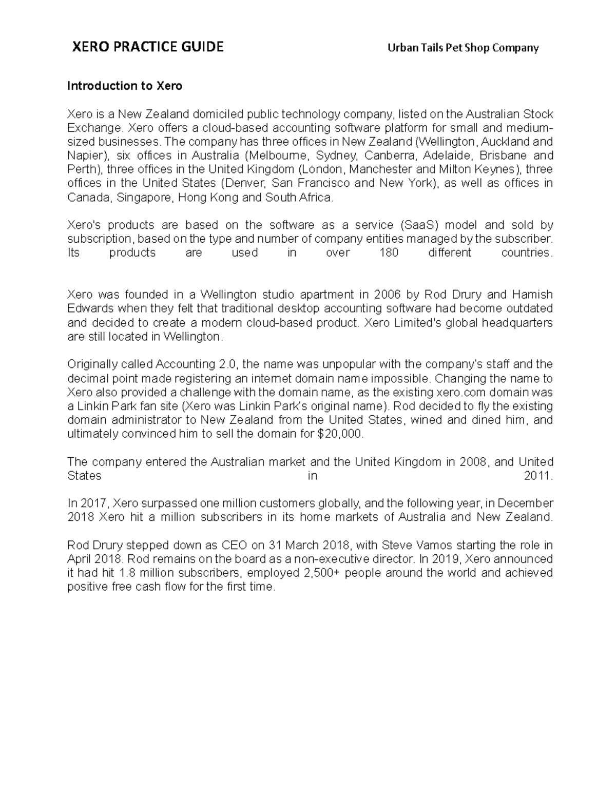 Xero Activity 1 4 - Introduction to Xero Xero is a New Zealand ...