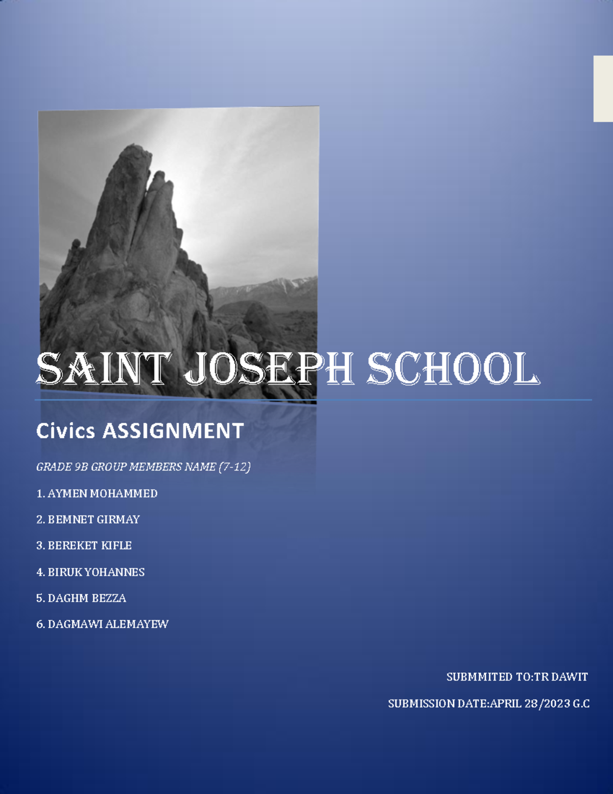 Civics NEW Assignment HIGH Standard - Civics ASSIGNMENT GRADE 9B GROUP ...