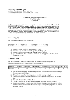 Exercices Loi binomiale - Descriptive statistics - Exercices portant ...