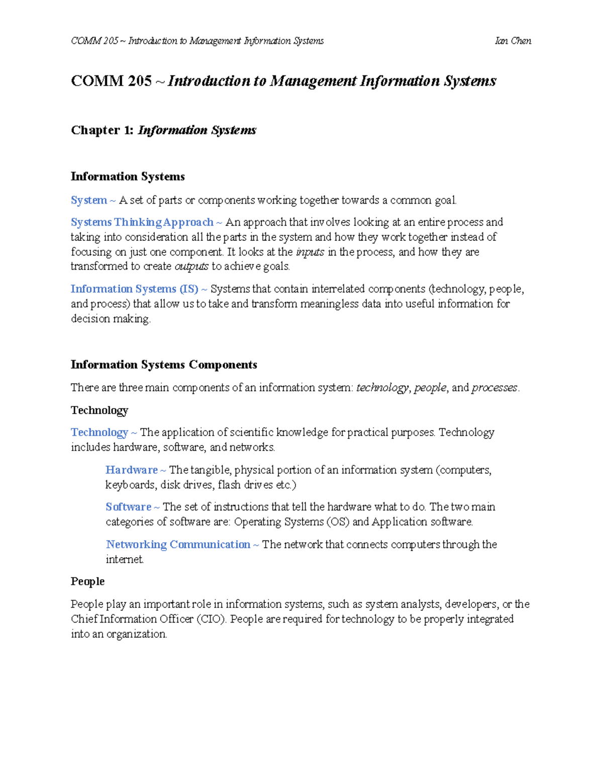 COMM 205 PART A Notes (Complete) - COMM 205 ~ Introduction to ...