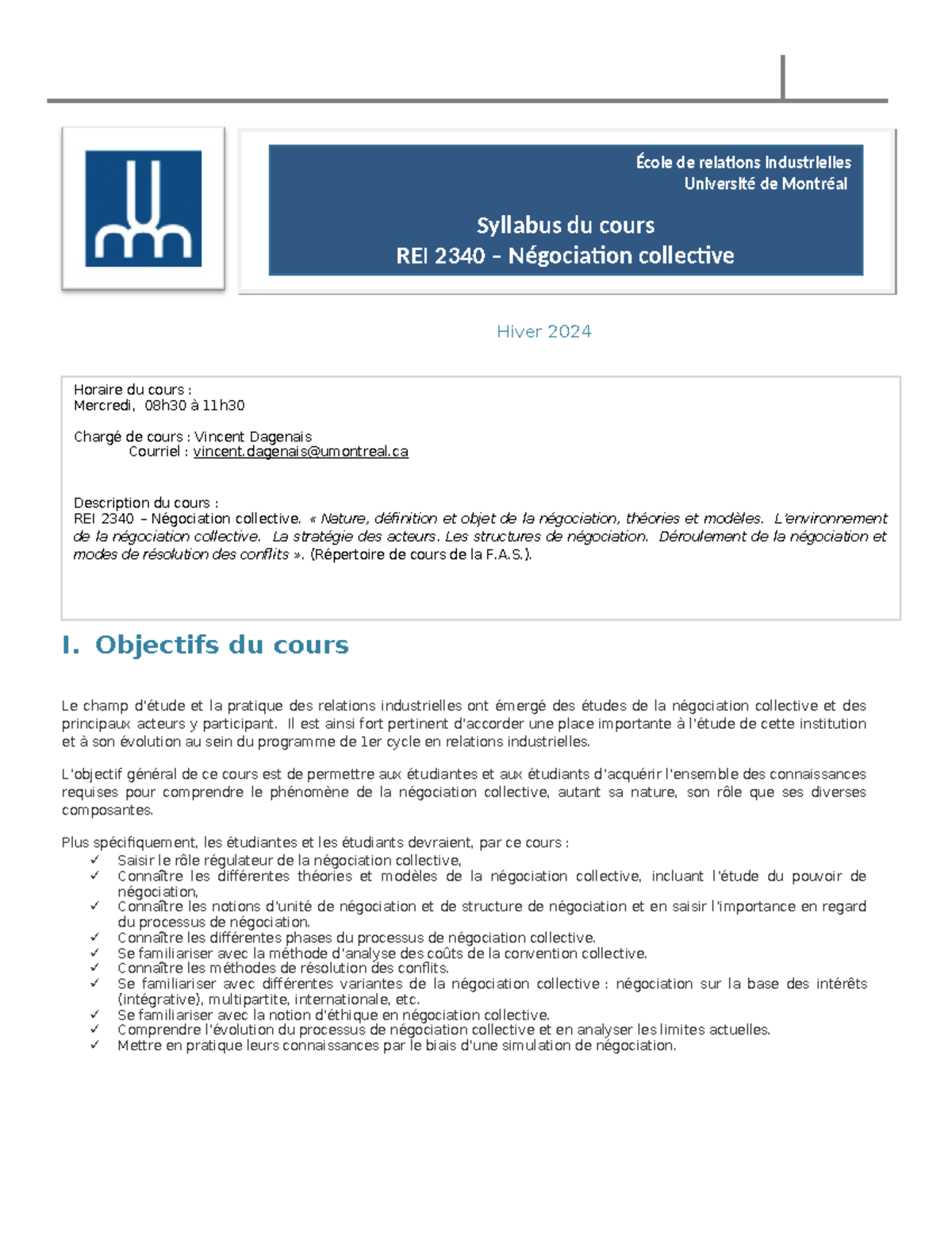 REI 2340 H 2024 Syllabus - École de relations industrielles Université ...