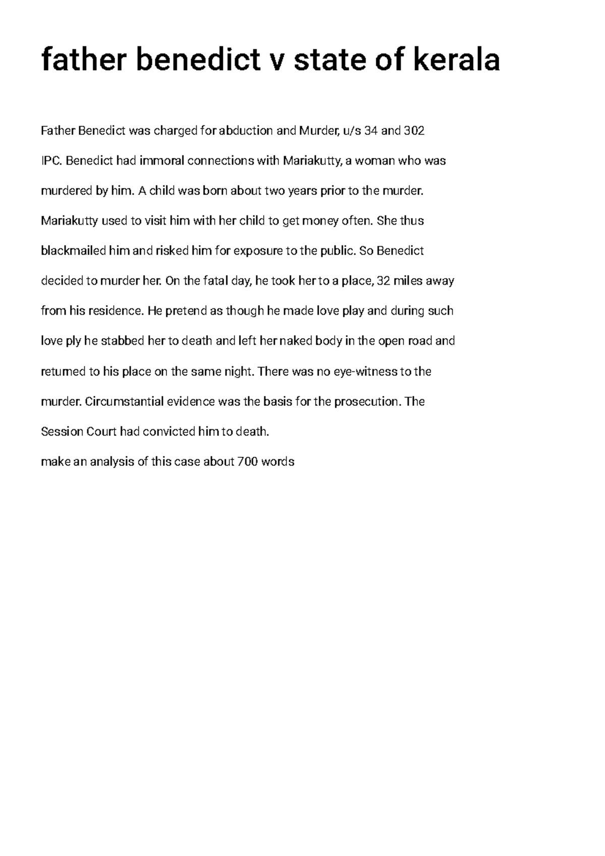 Father benedict v state of kerala - father benedict v state of kerala ...