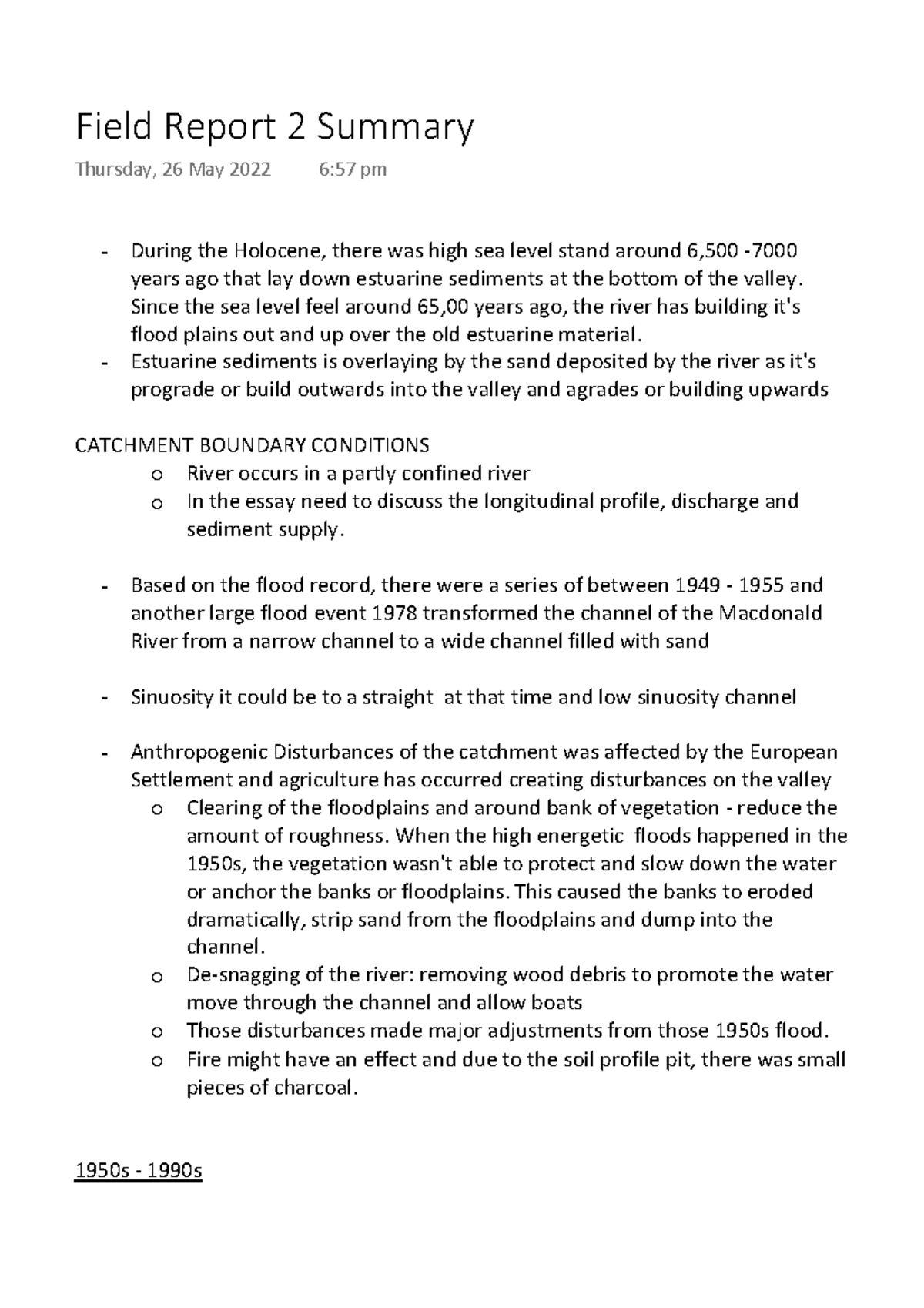Field Report 2 Summary - Field Report 2 Summary Thursday, 26 May 2022 6 ...