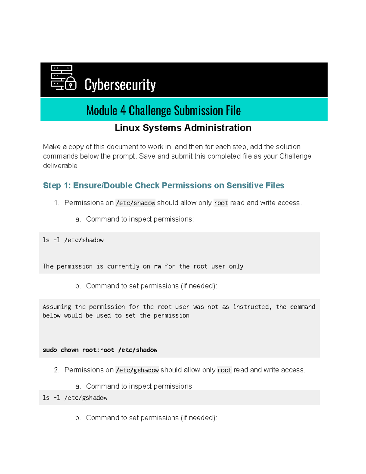 Linux Systems Administration Cybersecurity Module 4 Challenge Submission File Linux Systems
