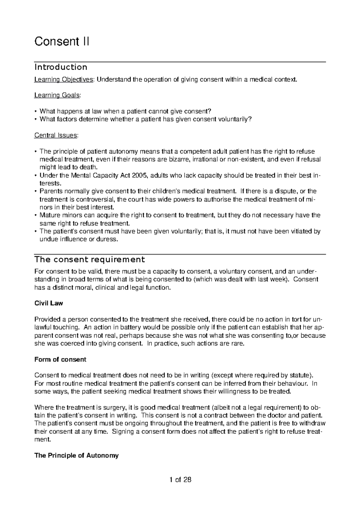 Consent ii 2017 - medical law work - Consent II Introduction Learning ...