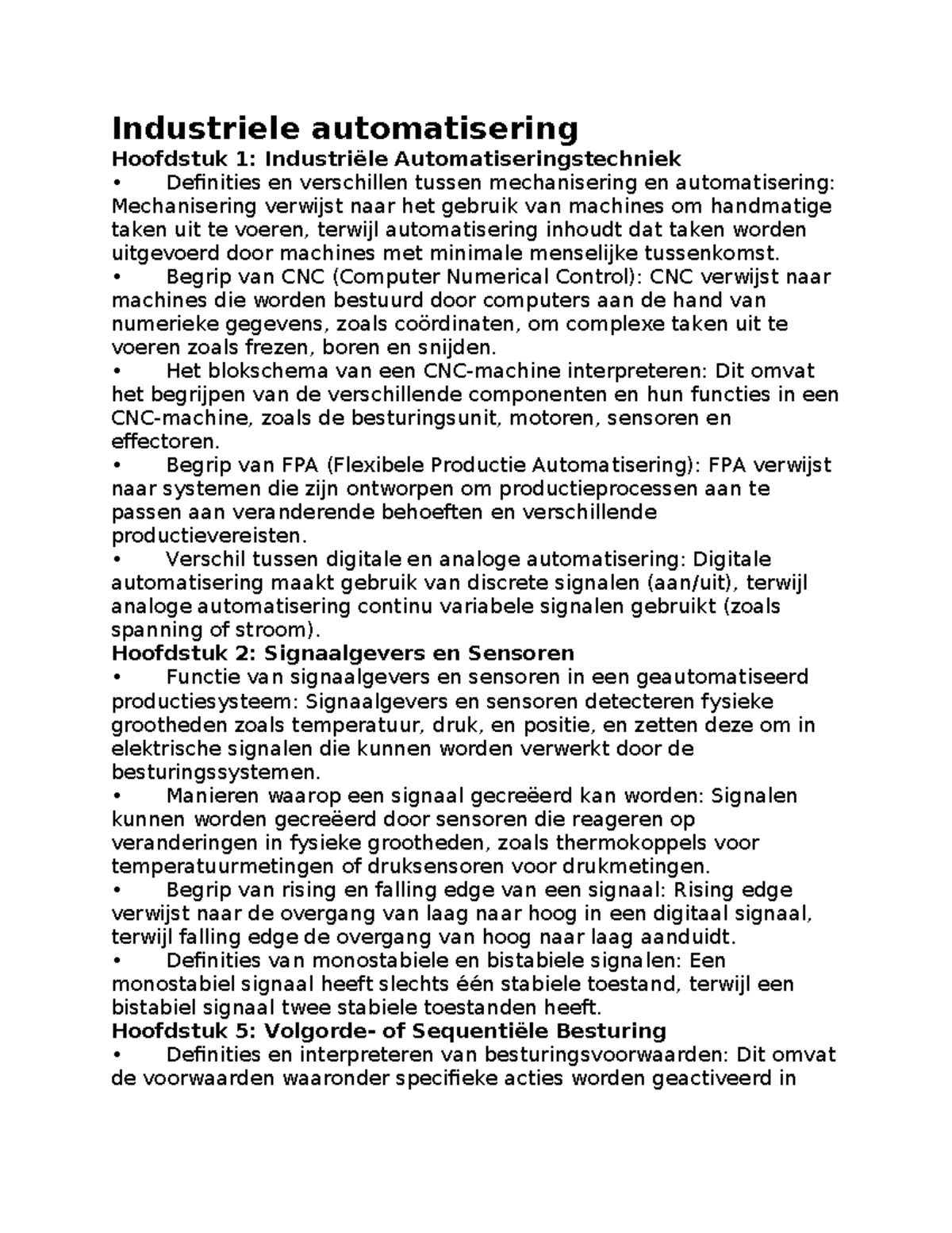 Samenvatting industie auto - Industriele automatisering Hoofdstuk 1 ...
