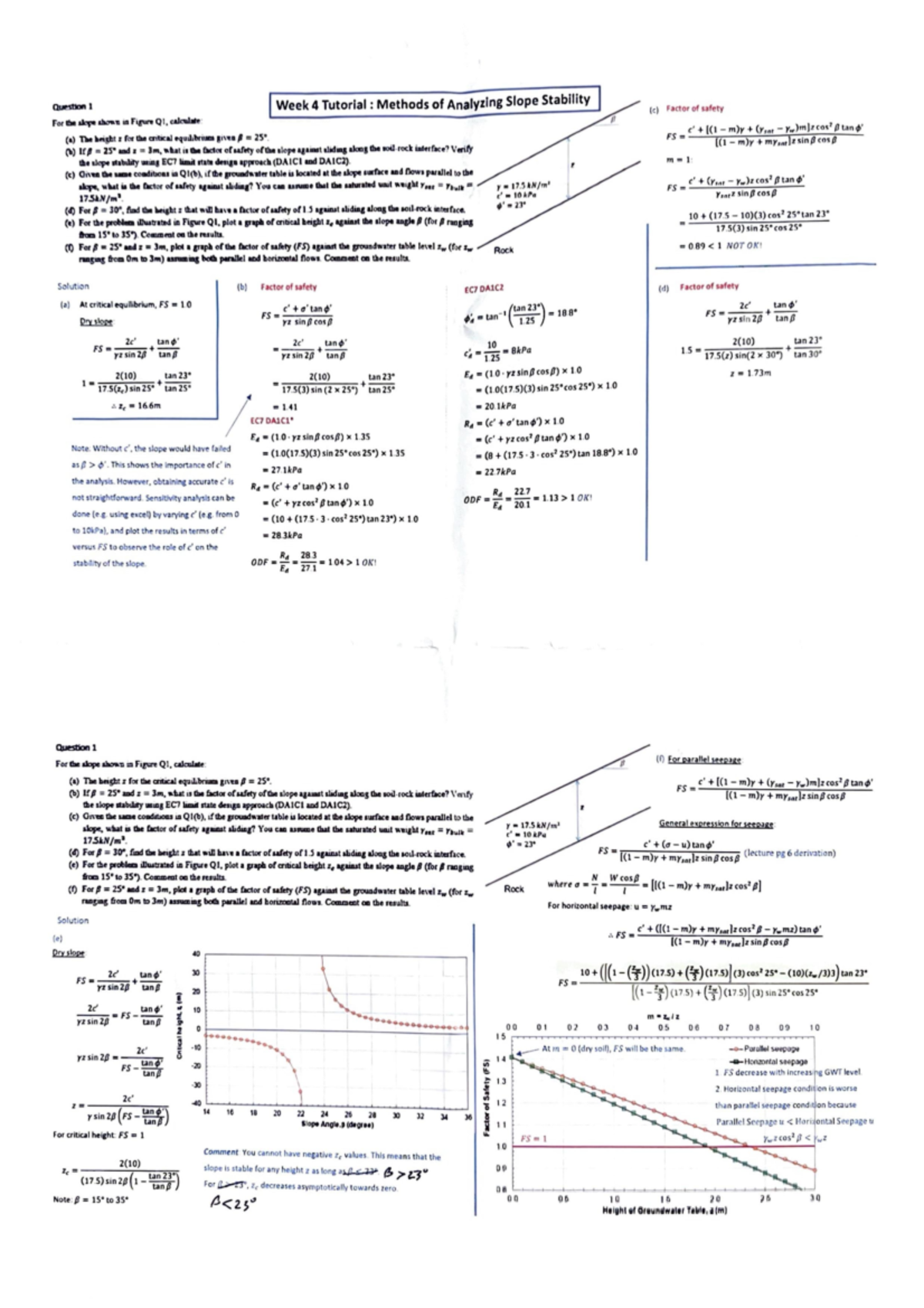 Geotech Tut 4 - It is a tutorial from a module i have taken - .,,, F"' .. .,..., T.,.n QI, - Studocu