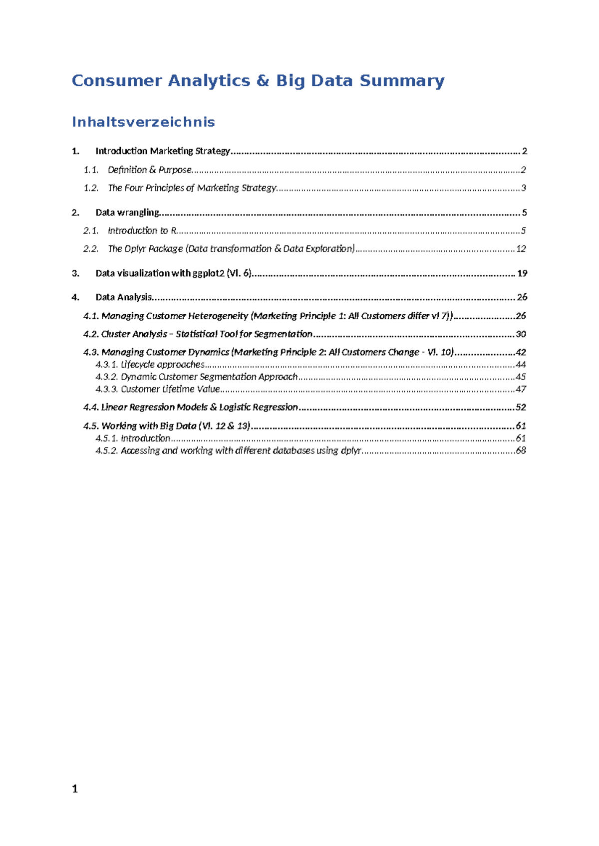 Zusammenfassung Big Data - Consumer Analytics & Big Data Summary Introduction Marketing - Studocu