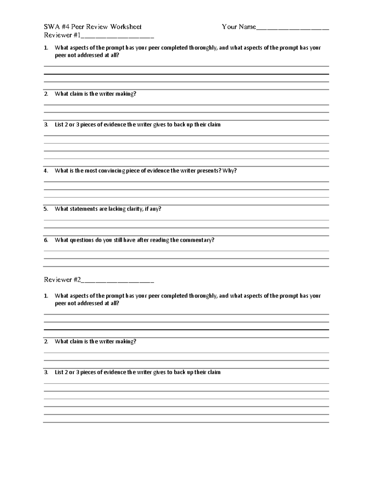 SWA4 Peer Review Activity - SWA #4 Peer Review Worksheet Your Name ...