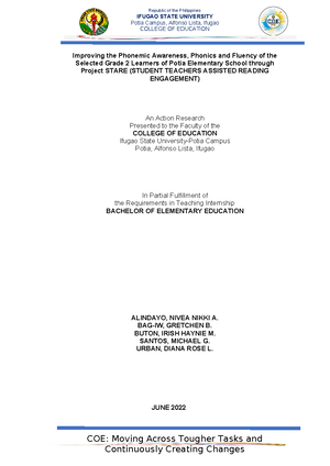 Final First PART - IFUGAO STATE UNIVERSITY Potia Campus, Alfonso Lista ...