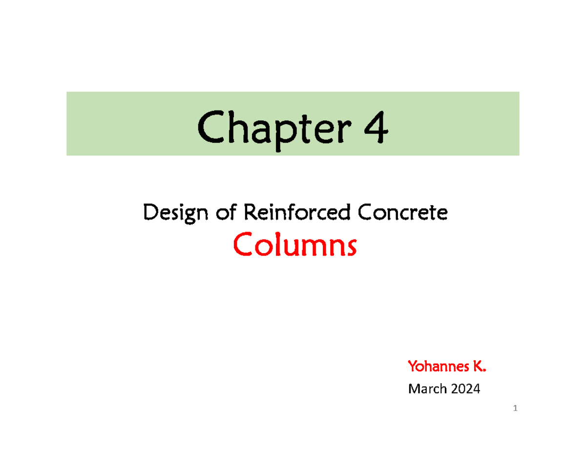 RC II Chapter 4 Columns PPT - Chapter 4 Design of Reinforced Concrete ...