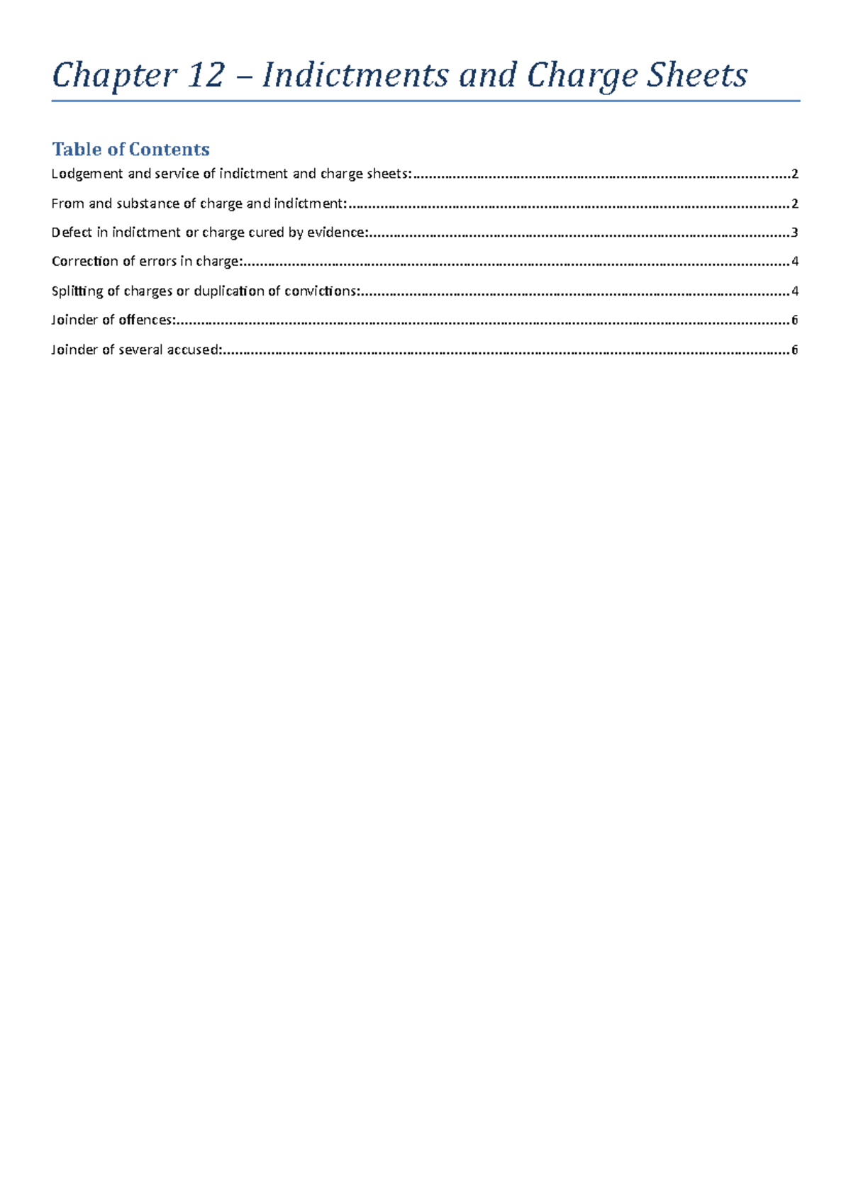 Chapter 12 - Chapter 12 Indictments and Charge Sheets Table of Contents ...