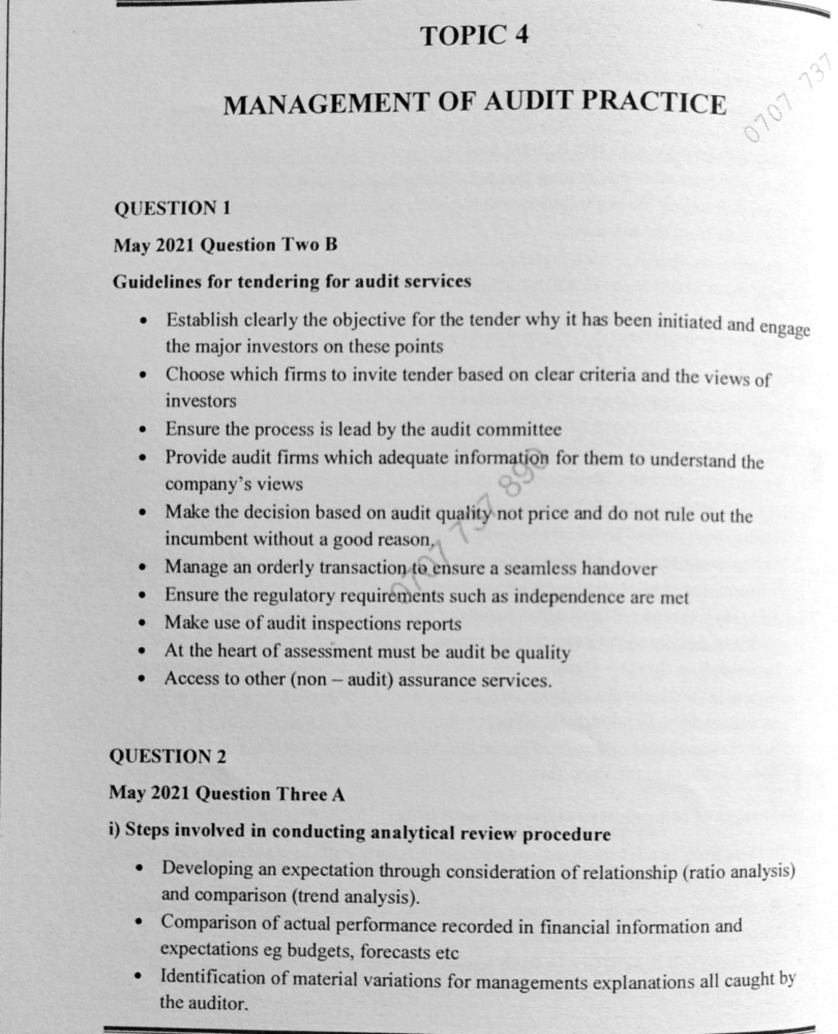 Management of Audit Practice Answers - TOPIC 4 137 MANAGEMENT OF AUDIT ...