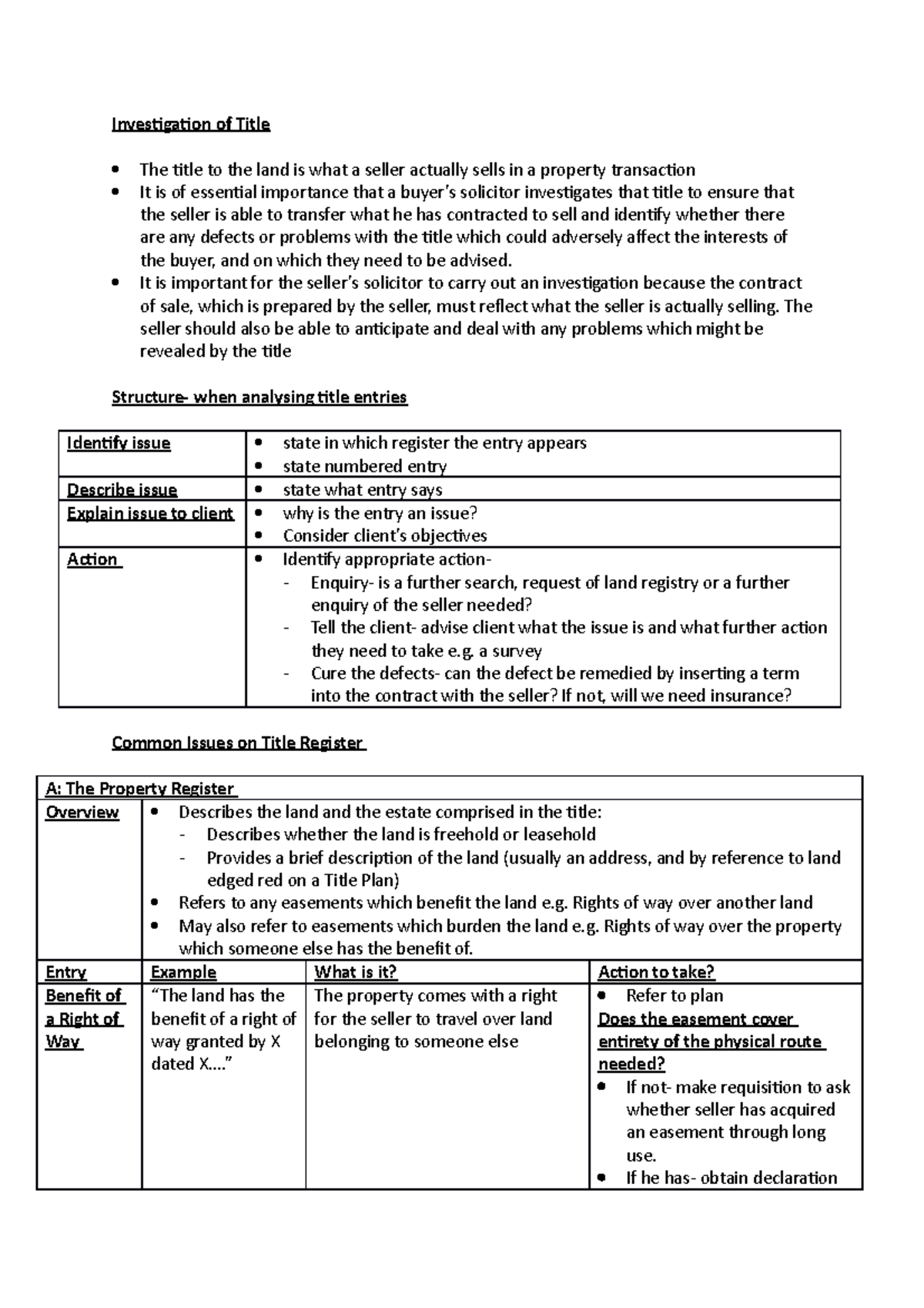 4. Title Investigation - Investigation of Title The title to the land ...
