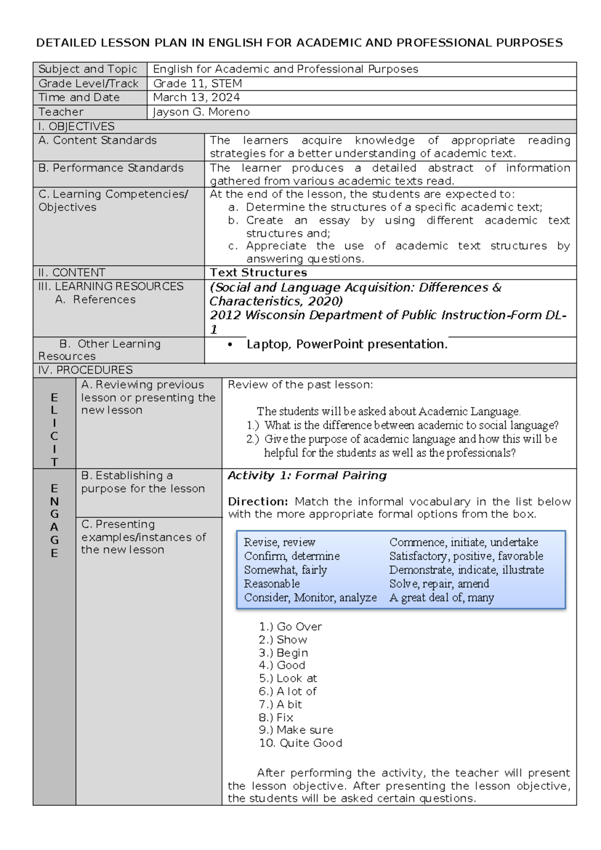 EAPP TEXT Structures - Eapp text structure - DETAILED LESSON PLAN IN ...