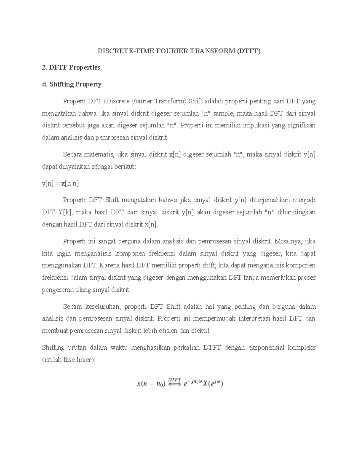 Materi tentang Properti DFT Shifting - DISCRETE-TIME FOURIER TRANSFORM ...